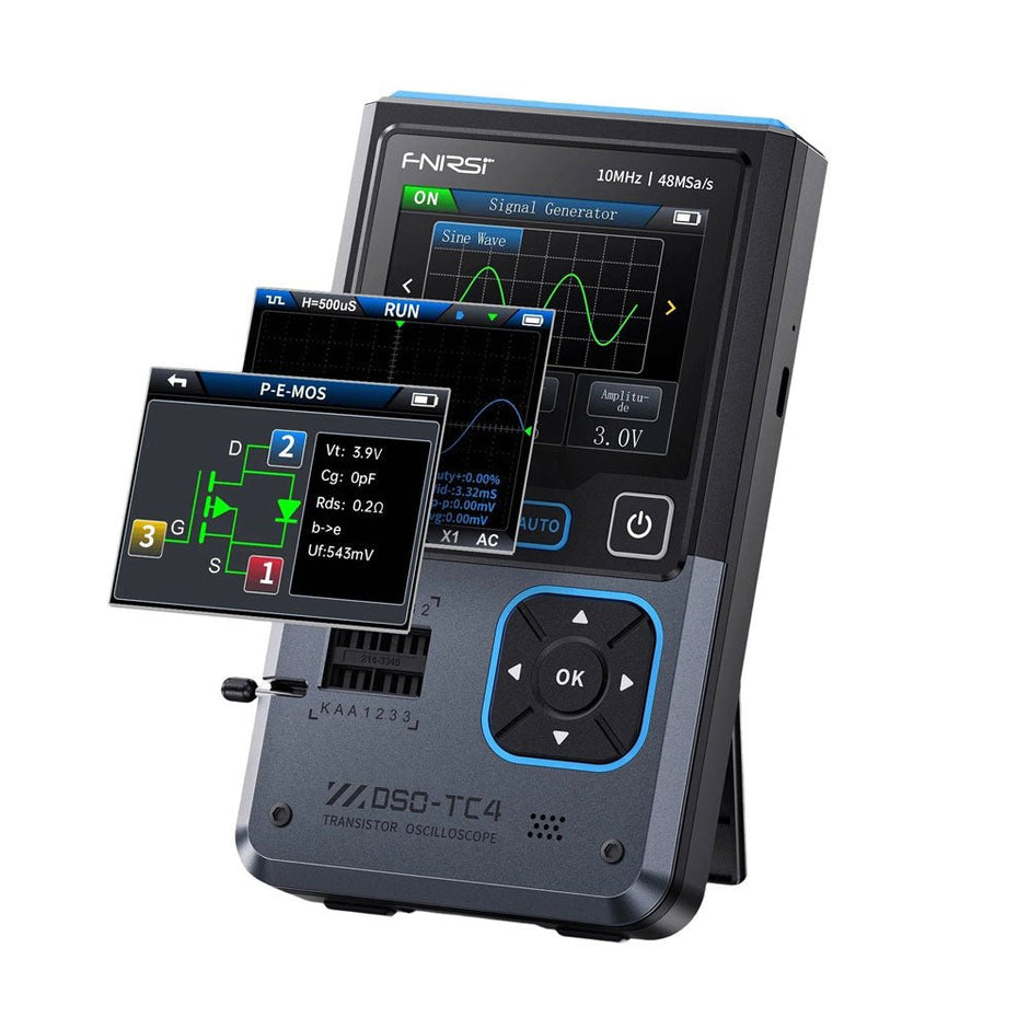 FNIRSI DSO-TC4 (3-in-1) Oscilloscope (10 MHz) + Transistor Tester + Si ...